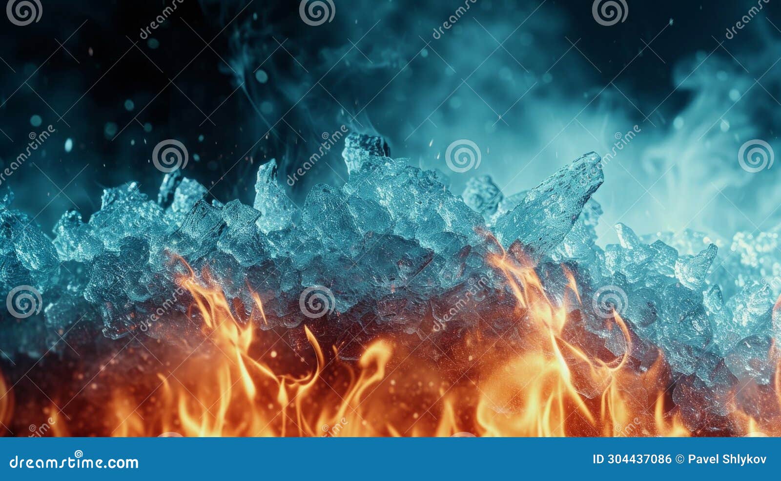 Burning Ice, the Fight between Good and Evil Concept. Stock Photo ...