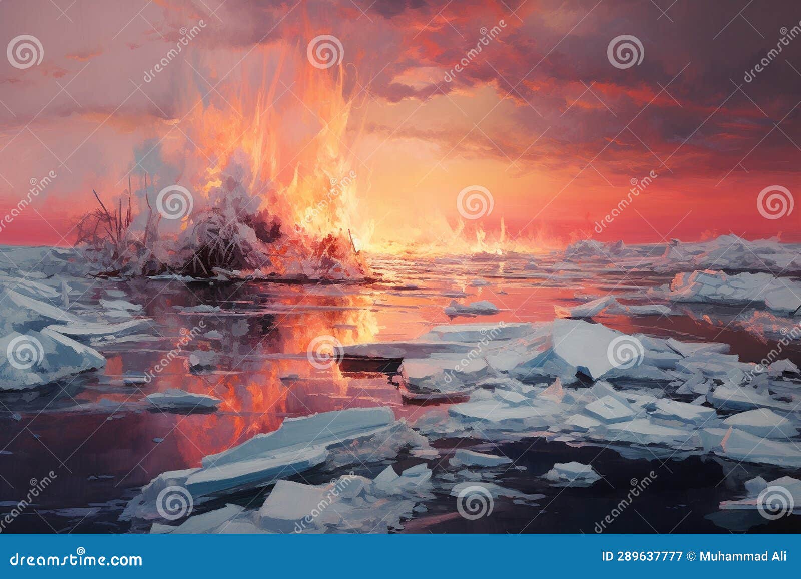 Burning Ice a Paradox of Nature. Generative AI Stock Illustration ...