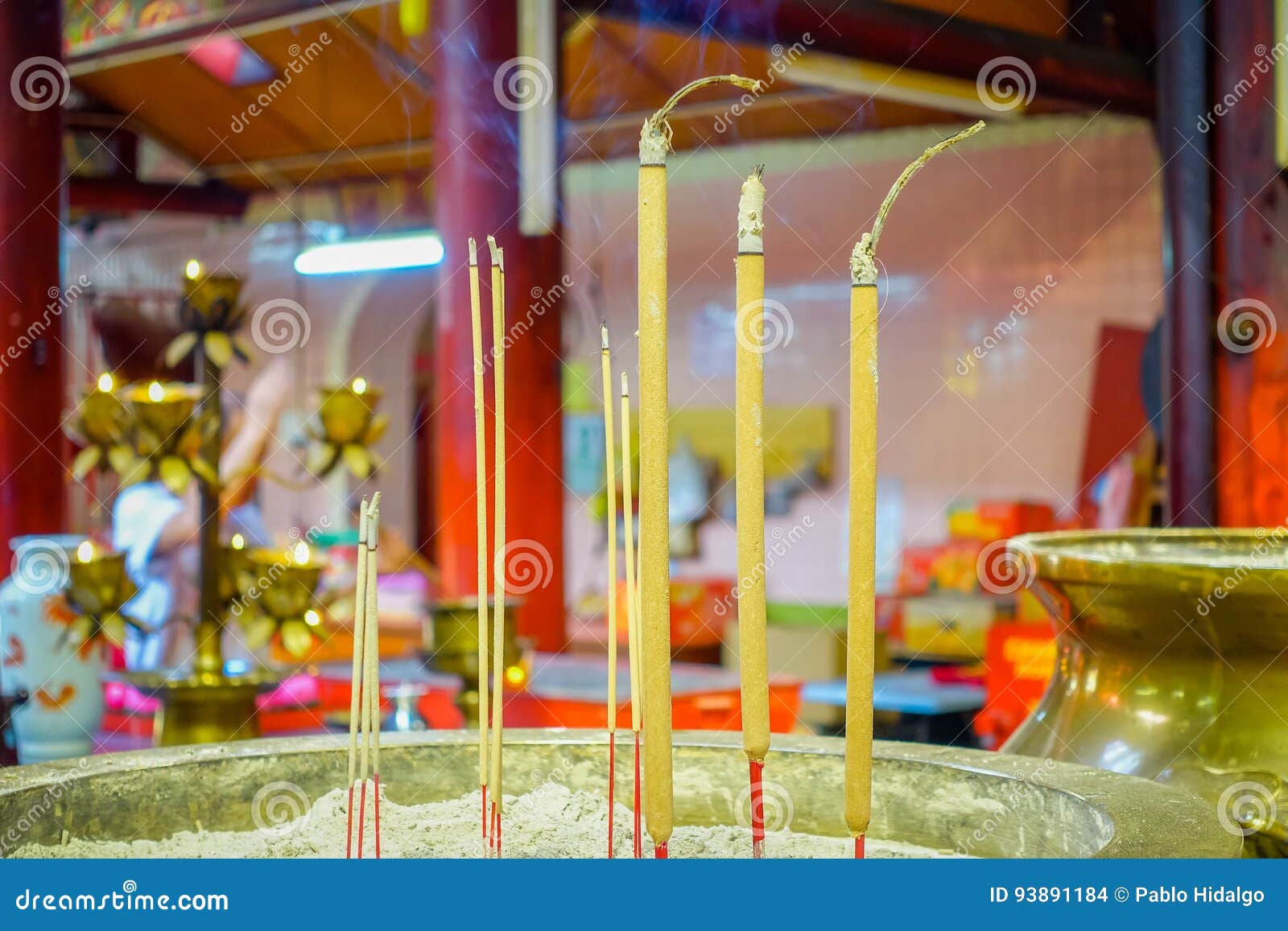Burning Incense Inside a Buddhist Temple in Kuala Lumpur Stock Photo ...