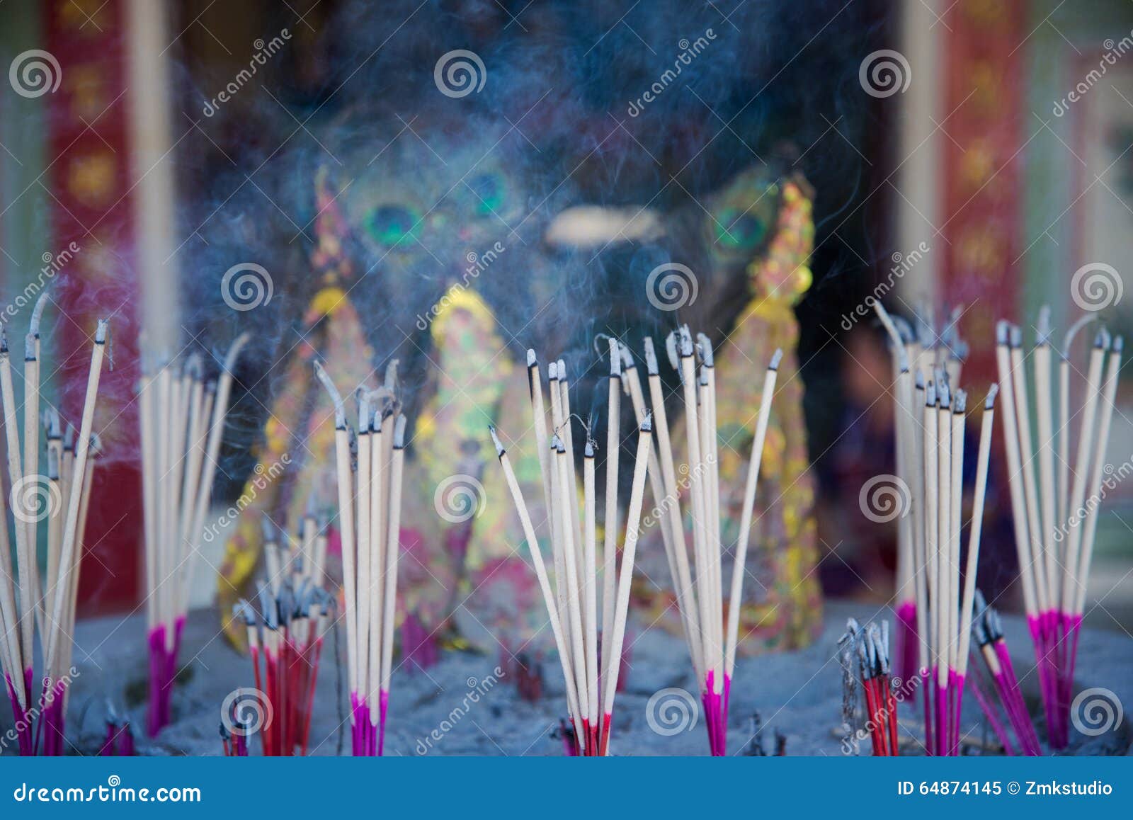 Incense Joss Stick Burning Slowly With Fragrant Smell Smoke. People ...