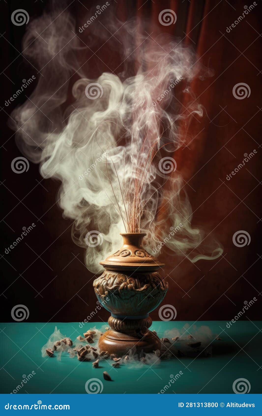 Burning Incense with Smoke Creating Calming Shapes Stock Illustration ...