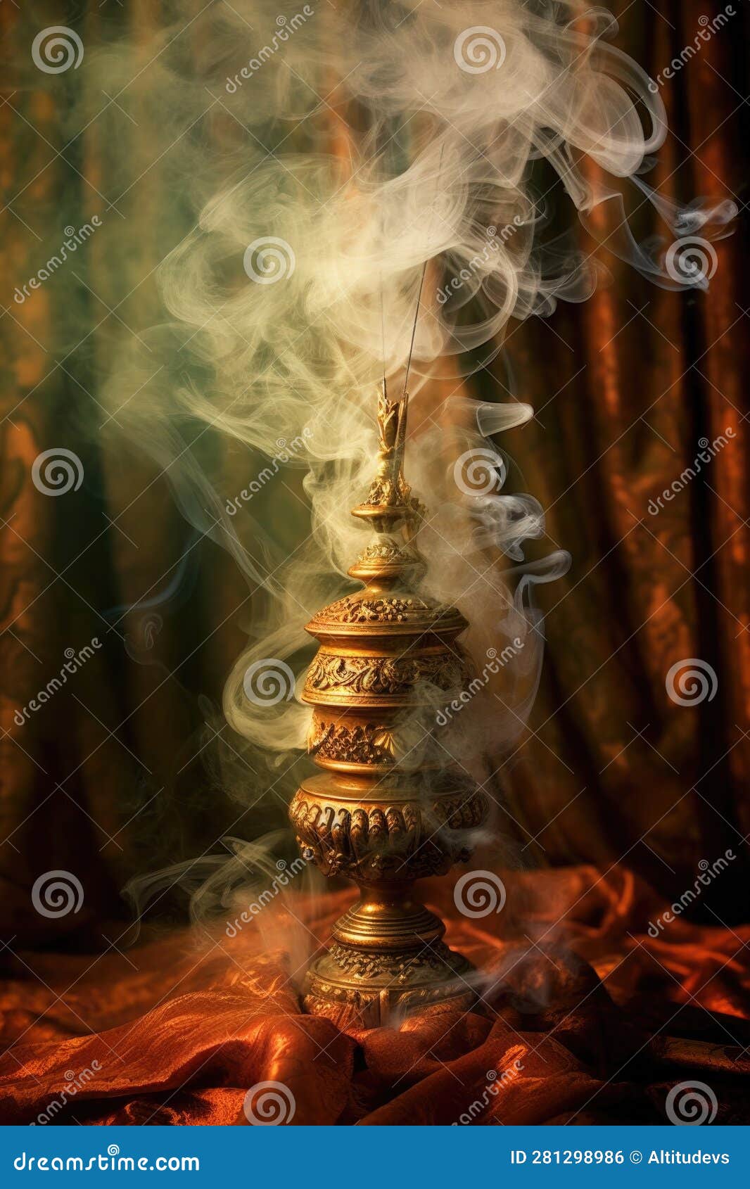 Burning Incense with Smoke Swirls and Soft Light Stock Illustration ...
