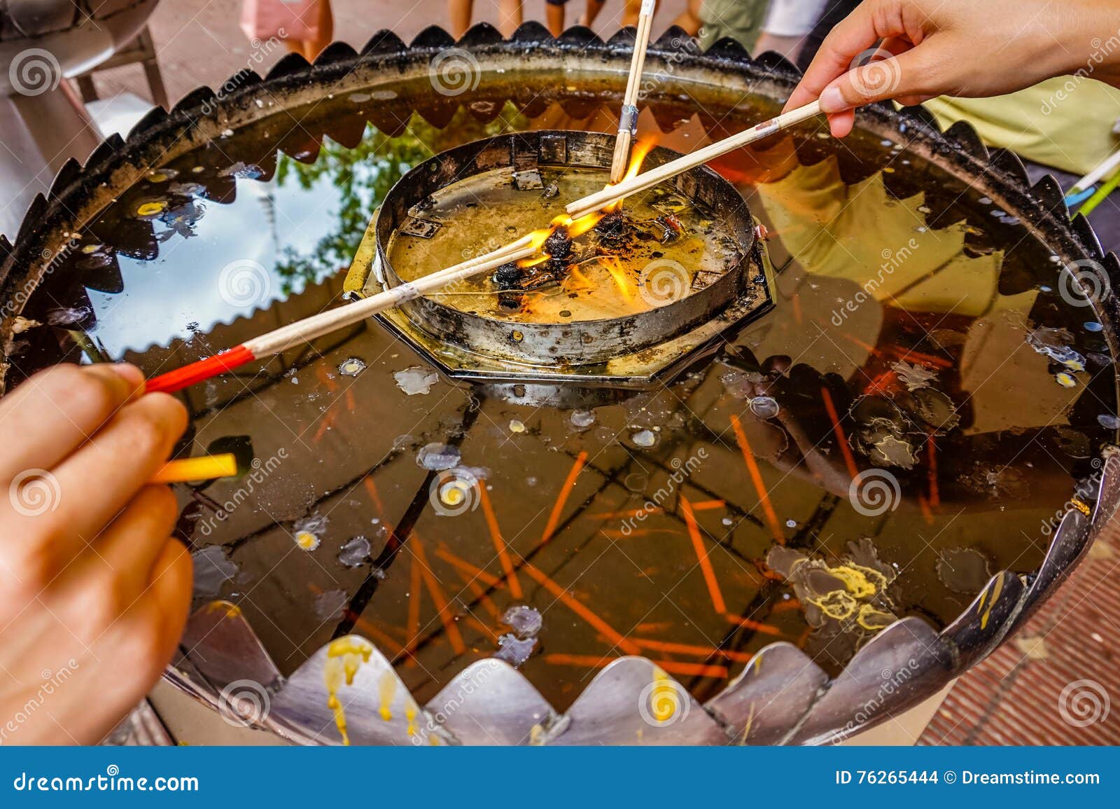 Burning Incense for Use To Worship the Buddha Image in the Temple ...