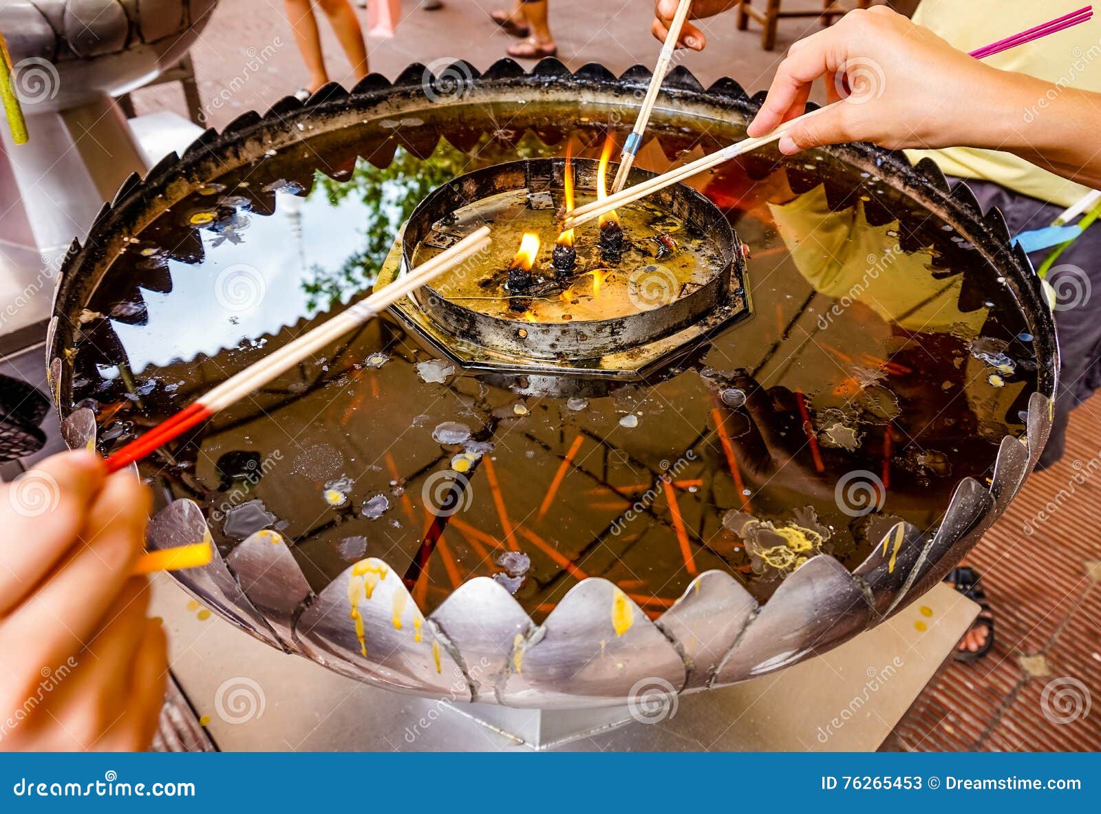 Burning Incense for Use To Worship the Buddha Image in the Temple ...