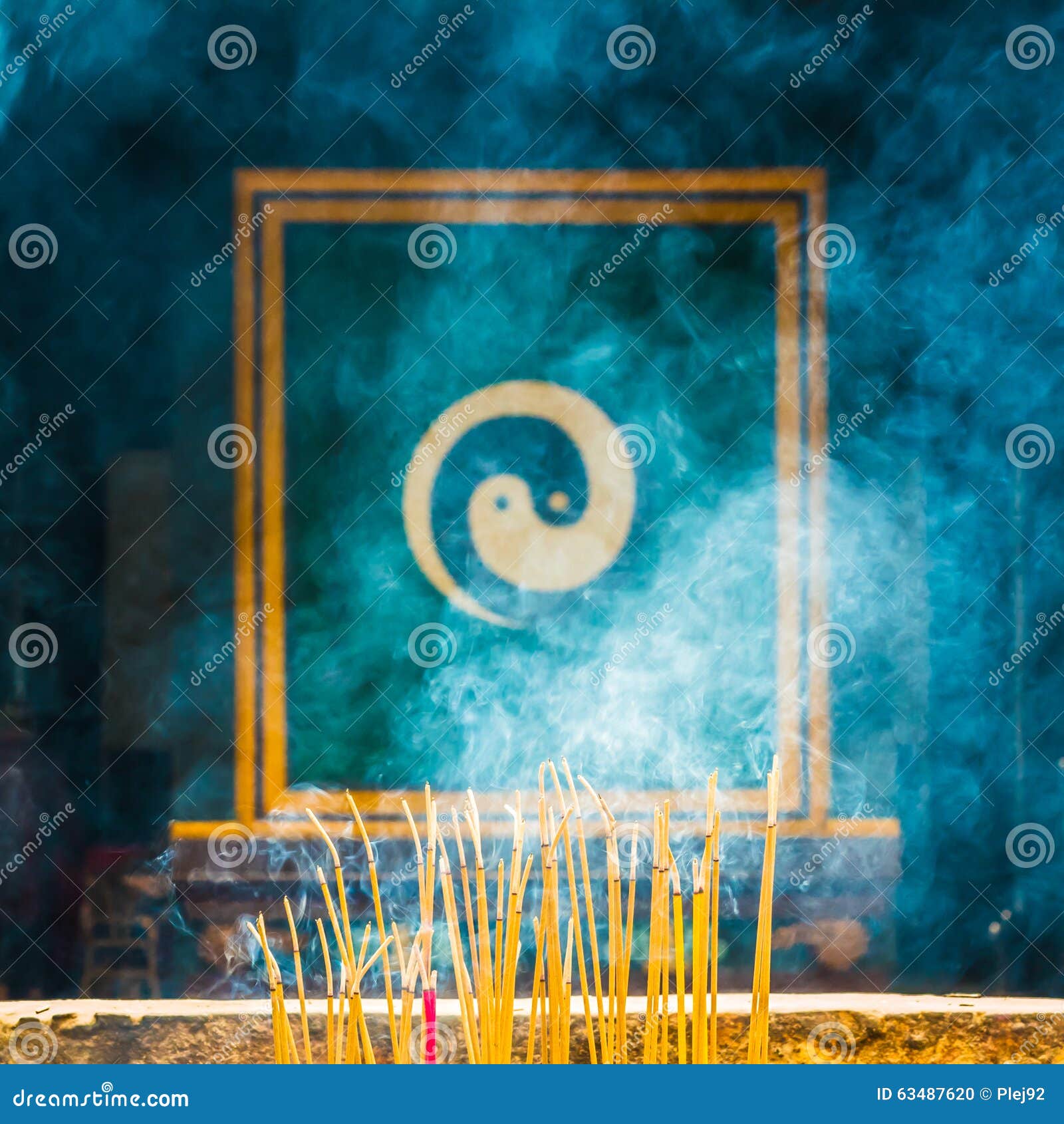 Burning Incense with Yin Yang Symbol Stock Photo - Image of outdoors ...