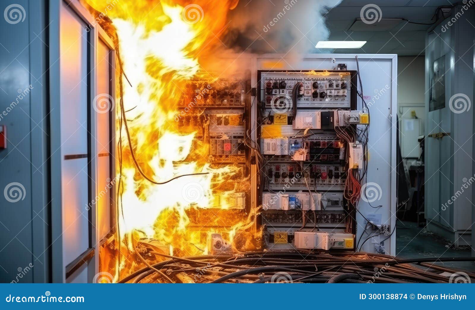 Burning Inferno Inside Abandoned Structure Illuminated by Fiery Flames ...