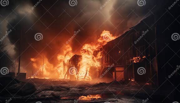 Burning Inferno Ruins Built Structure, Environmental Misfortune ...