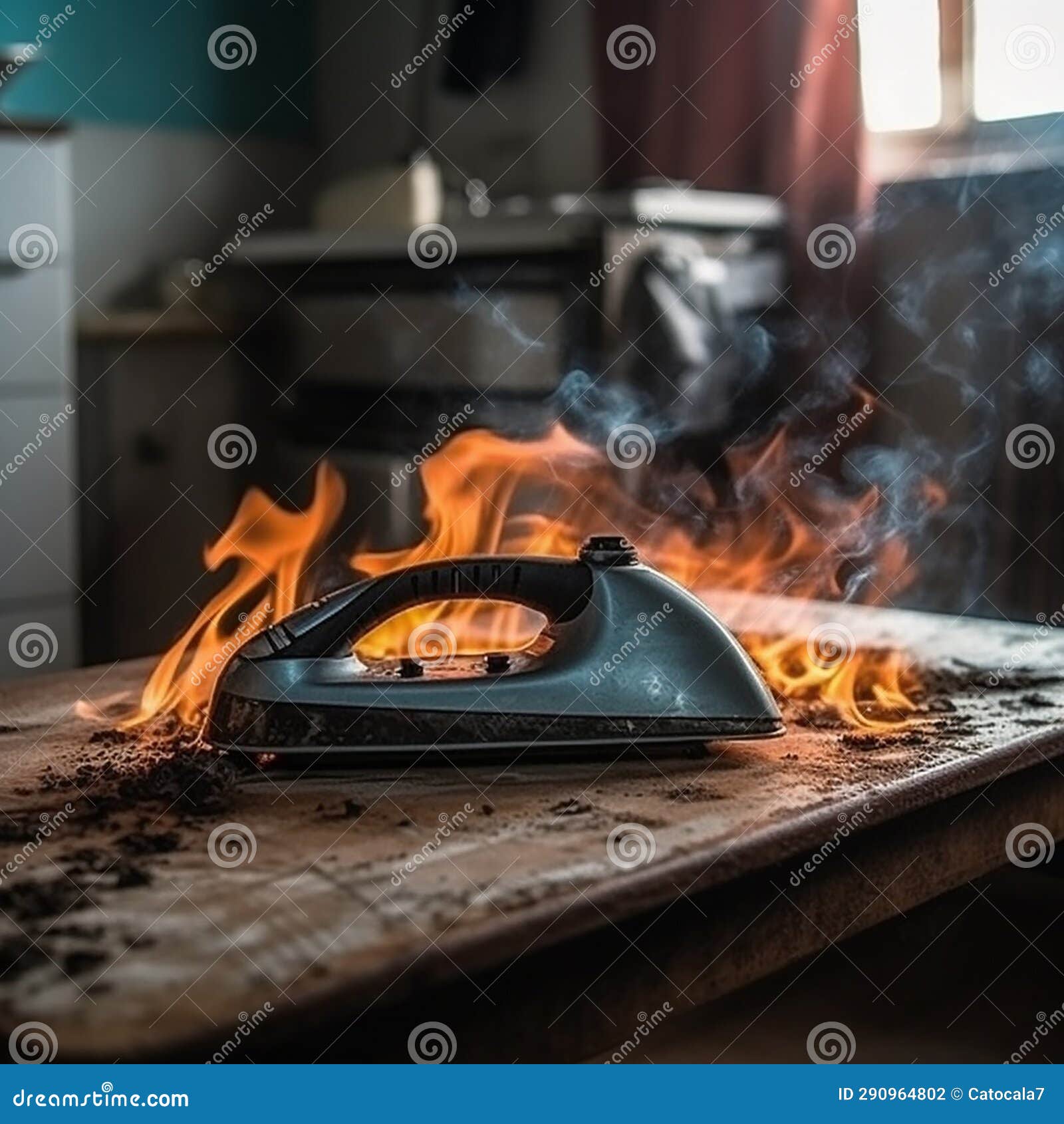 Burning Iron Close-up, Fire in the Room, Disaster, Emergency, Stock ...