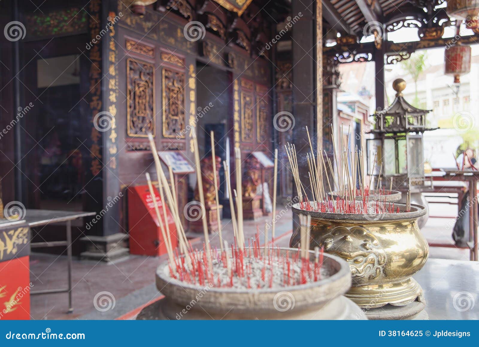 Burning Joss Sticks at Chinese Temple Stock Image - Image of ornate ...