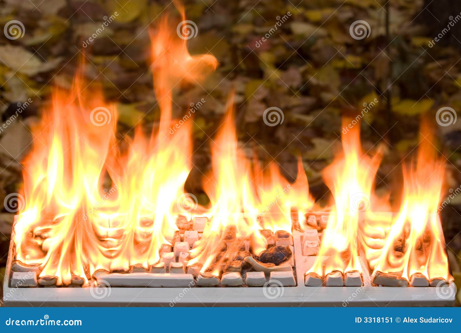 The burning keyboard stock image. Image of loses, destruction - 3318151