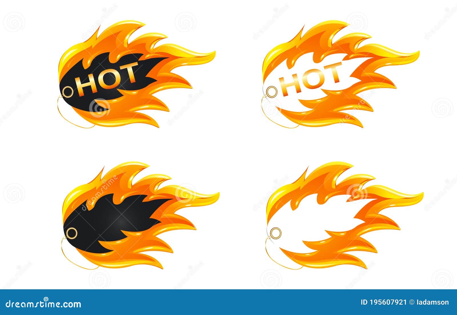 Burning label stock vector. Illustration of fireball - 195607921
