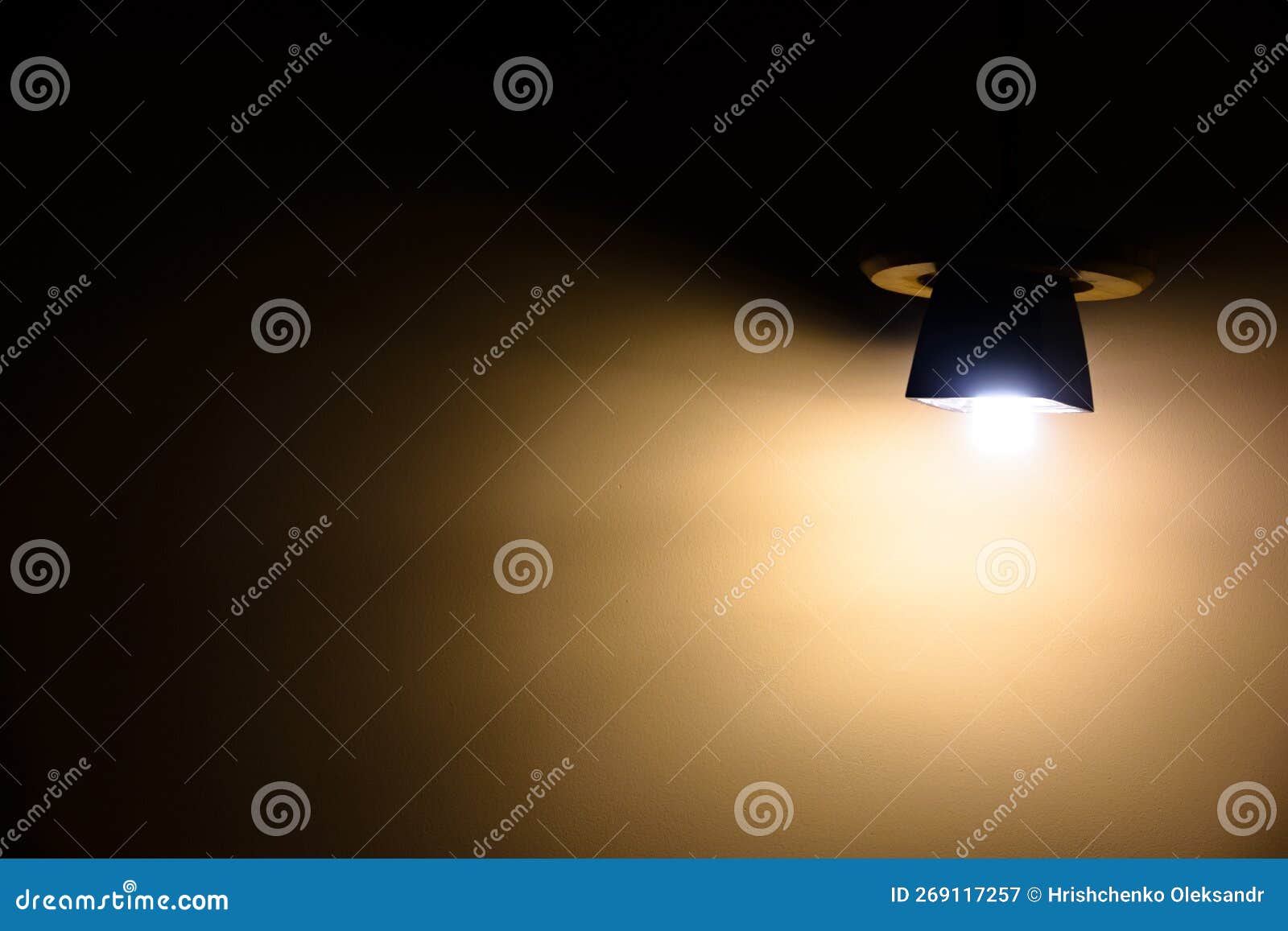 Burning Lamp Lights the Wall Stock Image - Image of spot, wall: 269117257