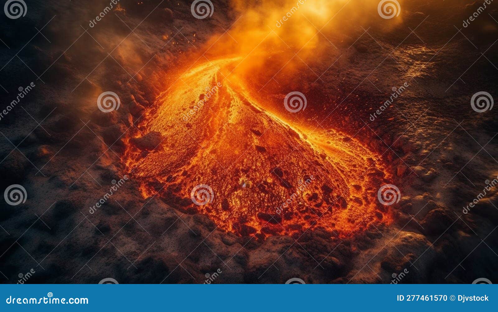 Burning Landscape, Heat and Smoke Exploding Sky Generated by AI Stock ...