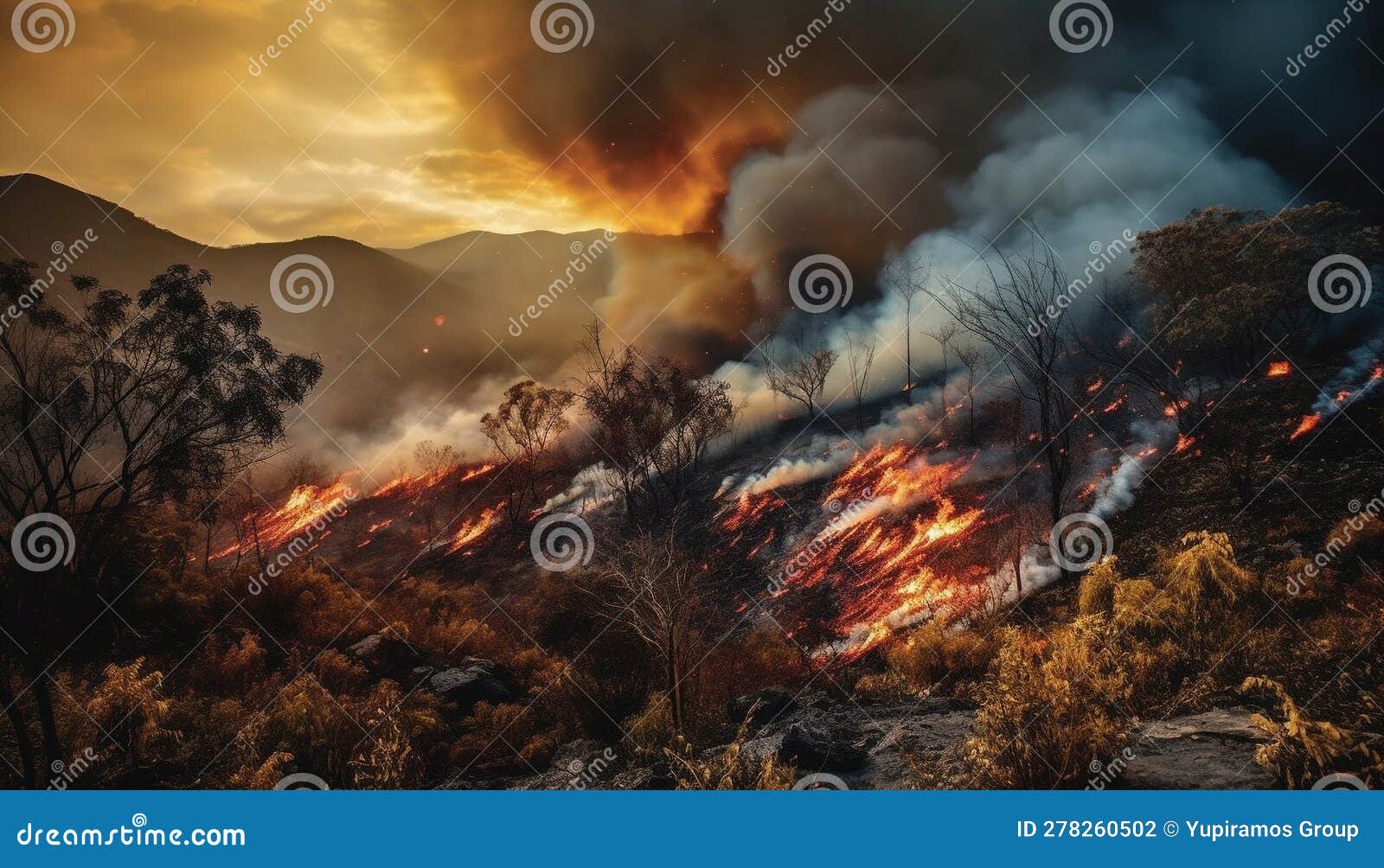 Burning Landscape, Inferno in Nature Beauty Generated by AI Stock Photo ...