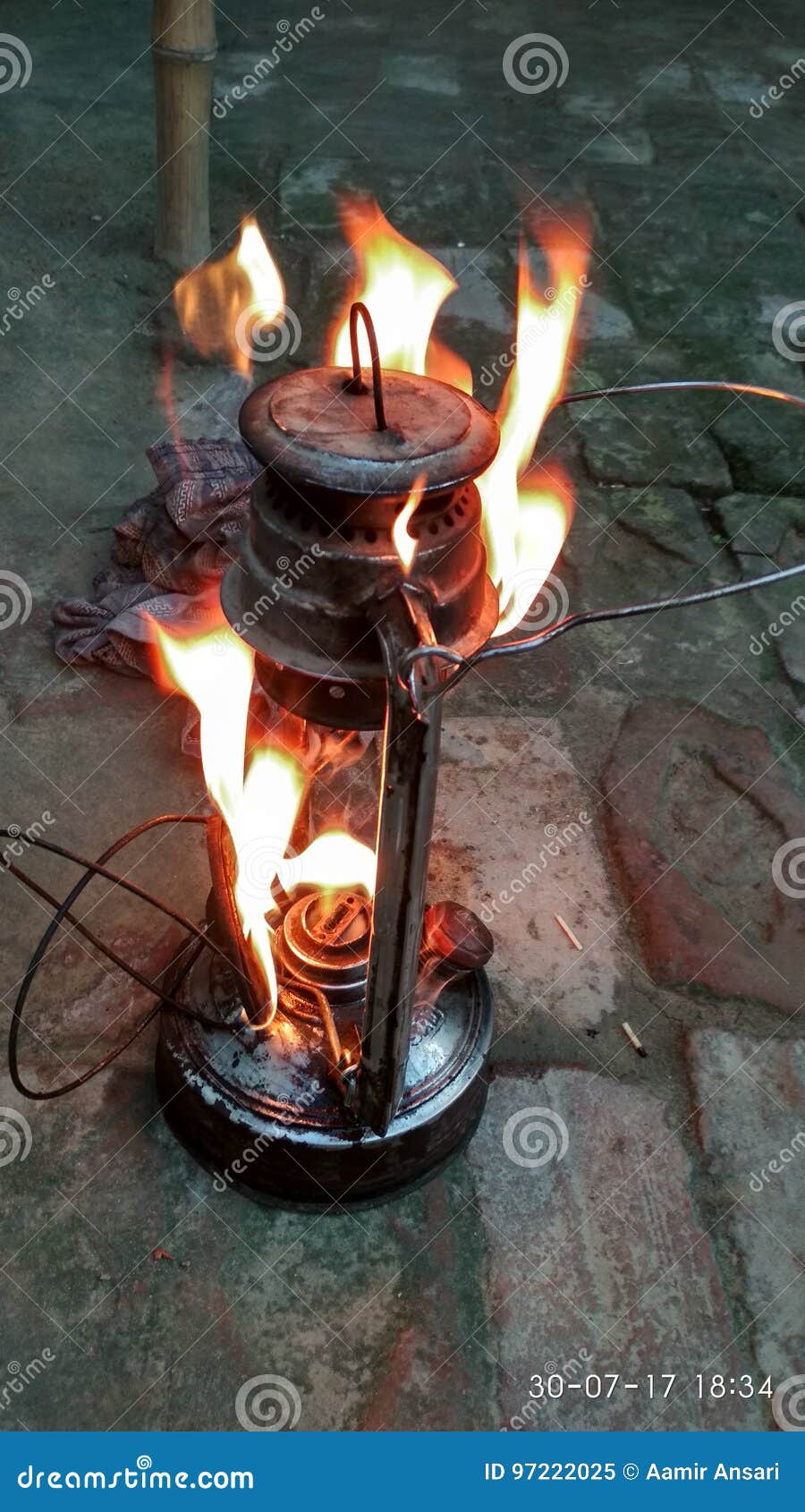 Burning lantern stock image. Image of fire, lamp, burning - 97222025