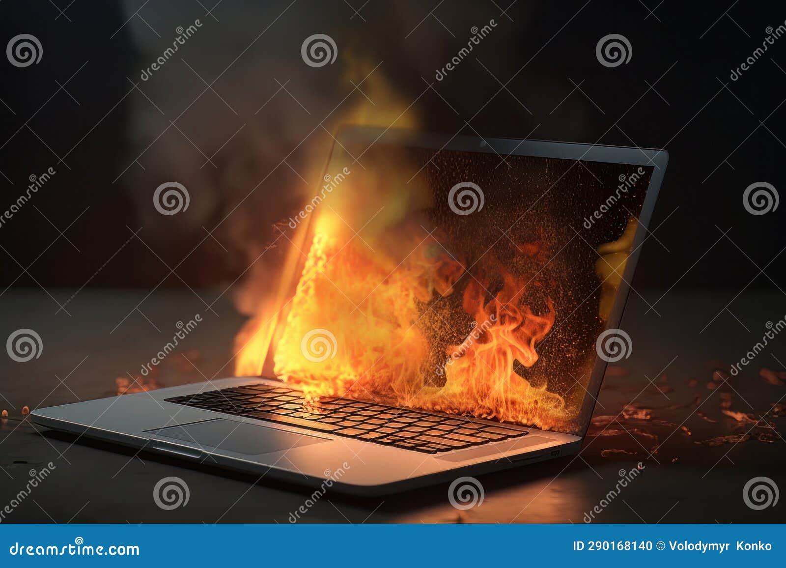 Burning Laptop with Flames. Generative Ai Stock Photo - Image of ...