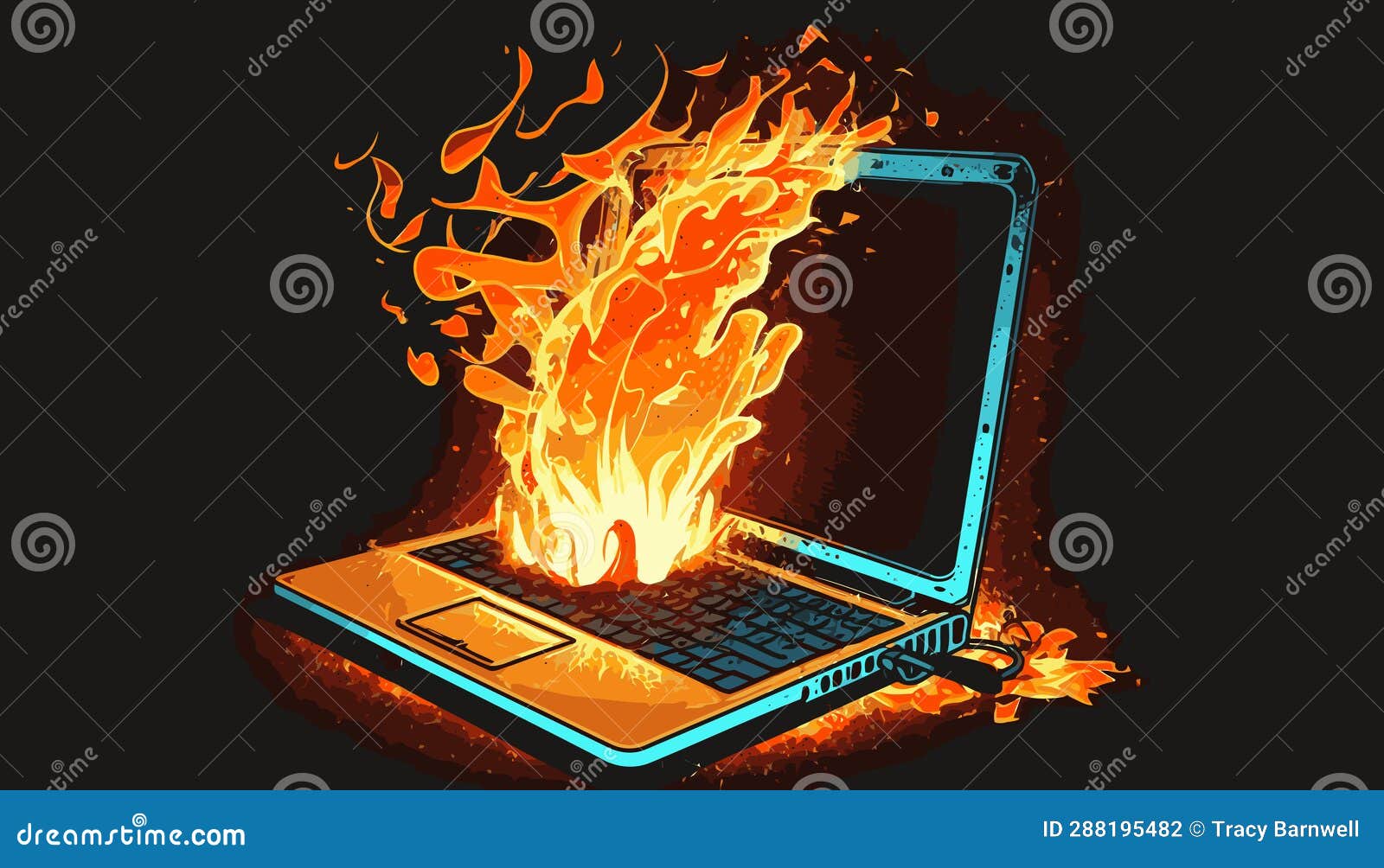 Burning Laptop Illustration. Stock Vector - Illustration of notebook ...
