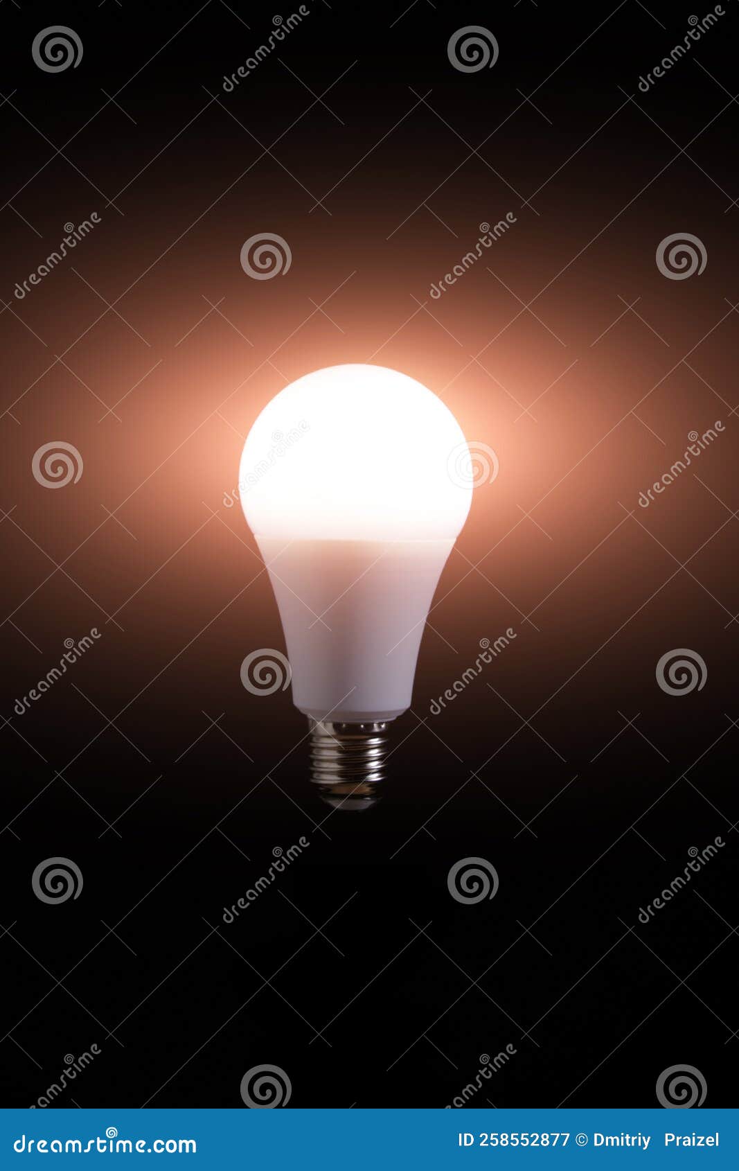 Burning LED Eco Friendly Light Bulb on Black Background Stock Image ...