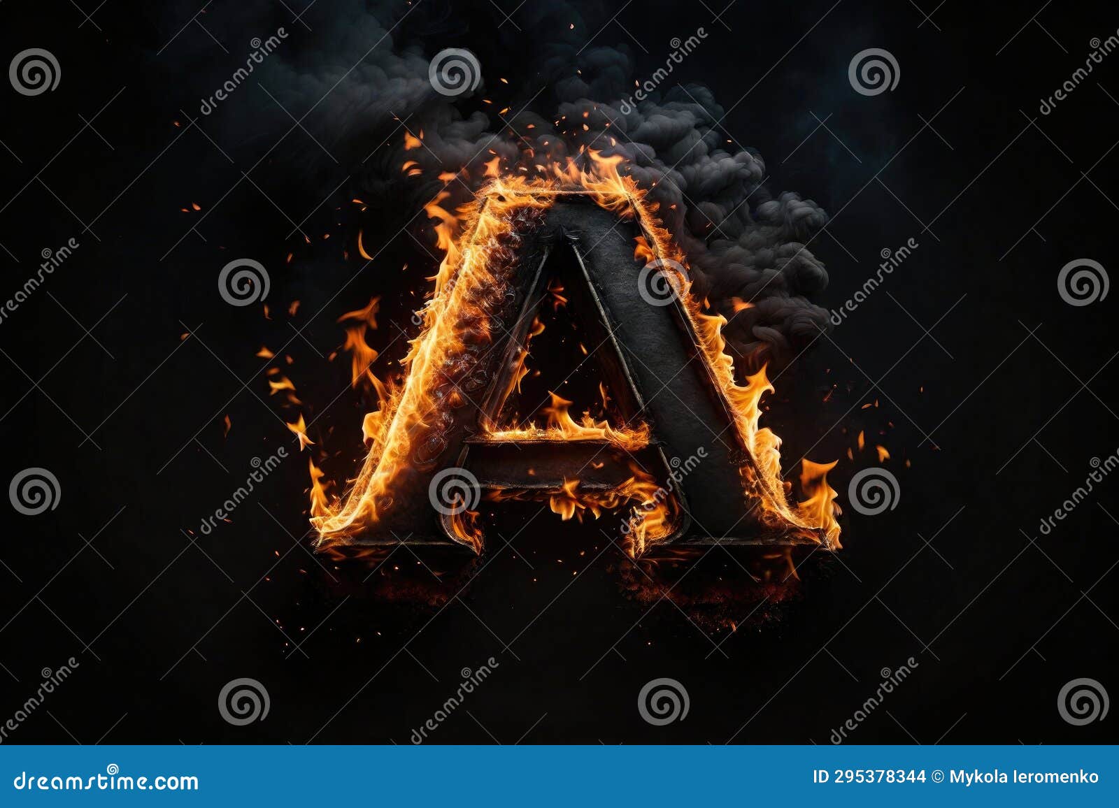 Burning Letter a on Black Background. Stock Illustration - Illustration ...