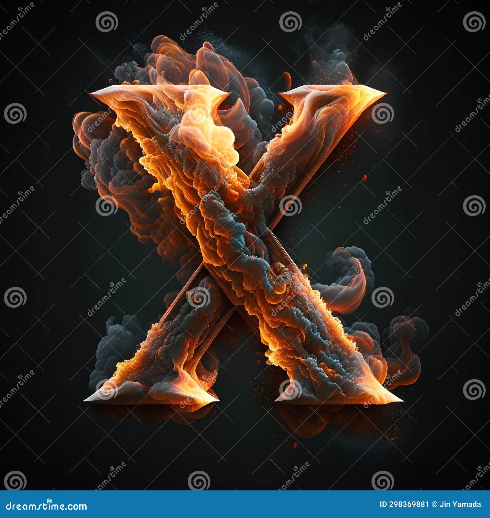 Burning Letter X on a Dark Background. 3D Illustration Stock ...