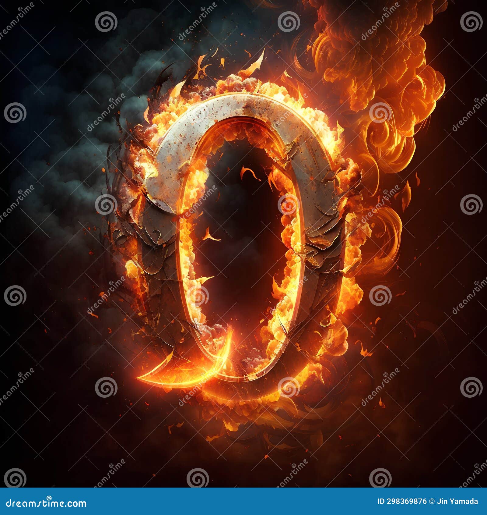 Burning Letter O in the Fire, 3d Render, Square Image Stock ...