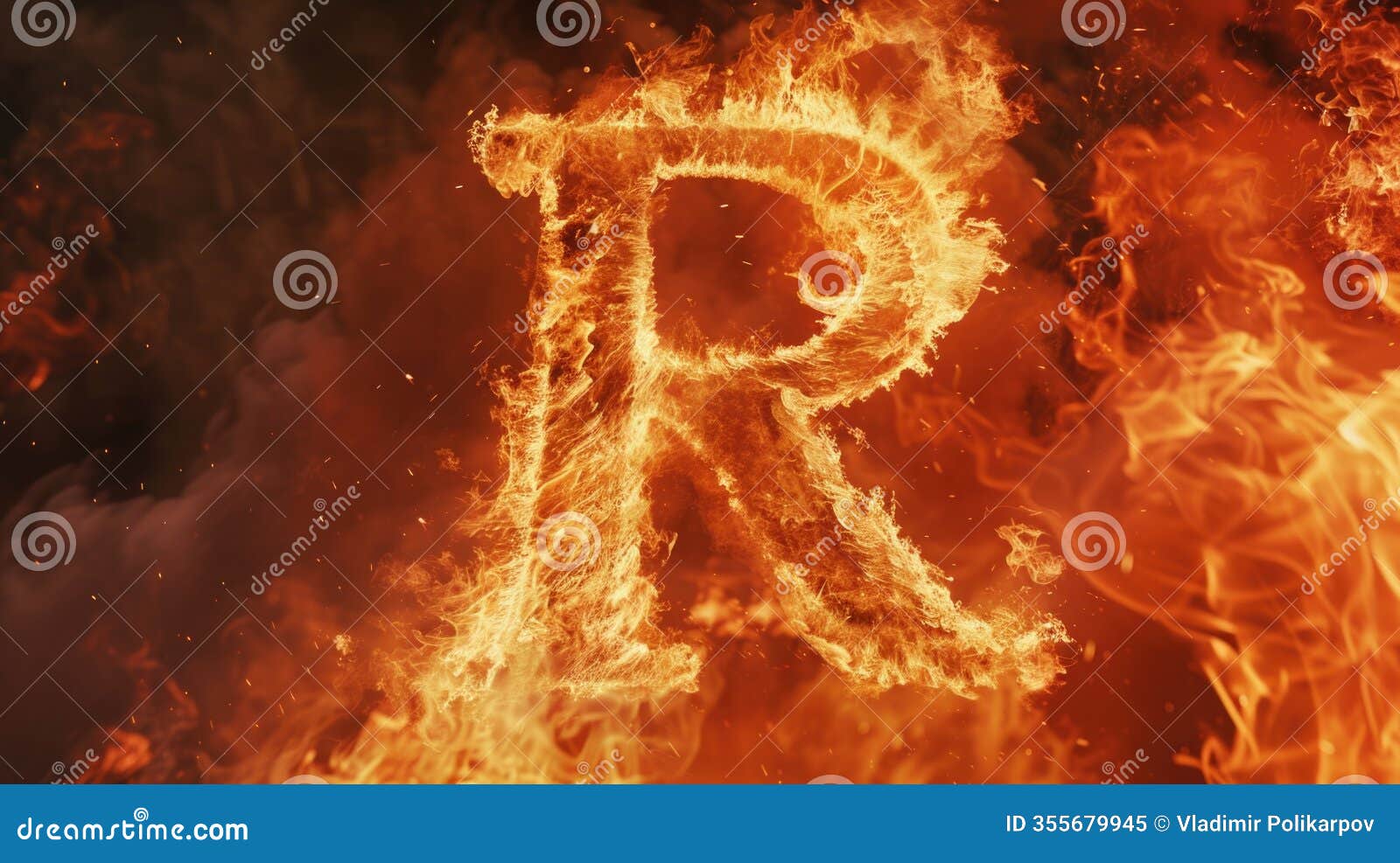 A Burning Letter R on a Black Background Stock Image - Image of smoke ...
