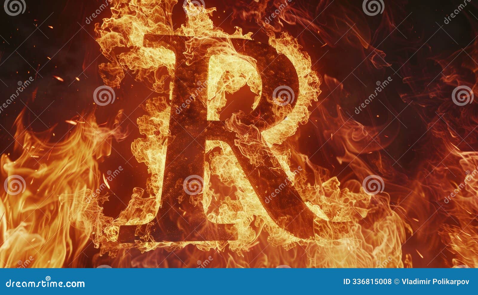 A Burning Letter R on a Dark Background Stock Photo - Image of warning ...