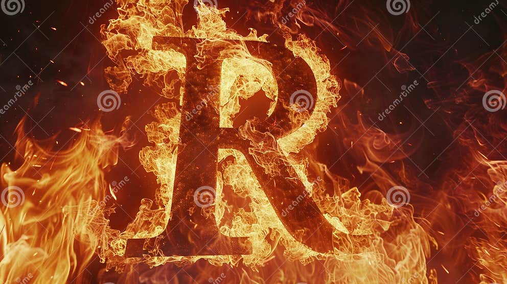 A Burning Letter R on a Dark Background Stock Image - Image of symbol ...