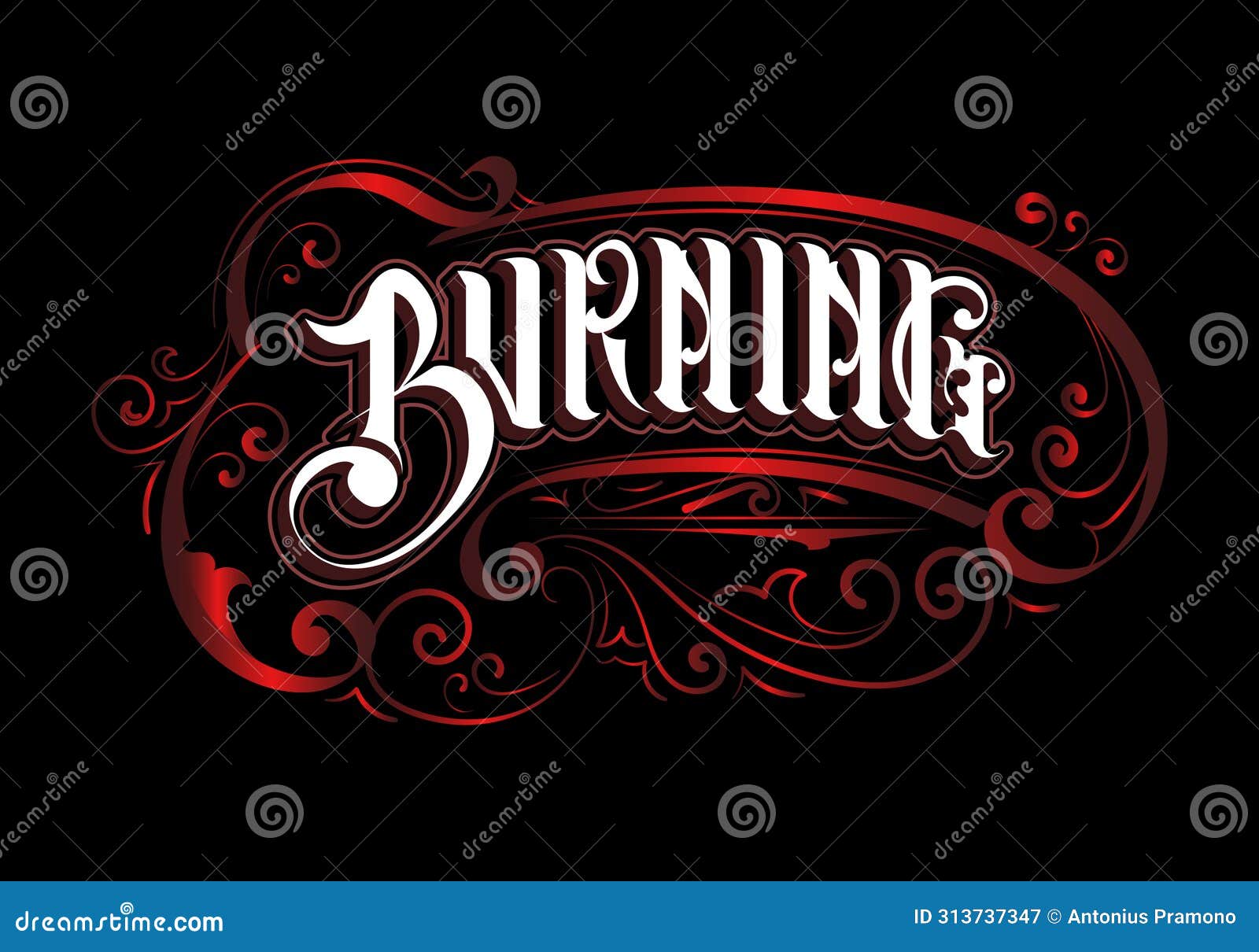 BURNING Lettering Custom Template Design Stock Illustration ...