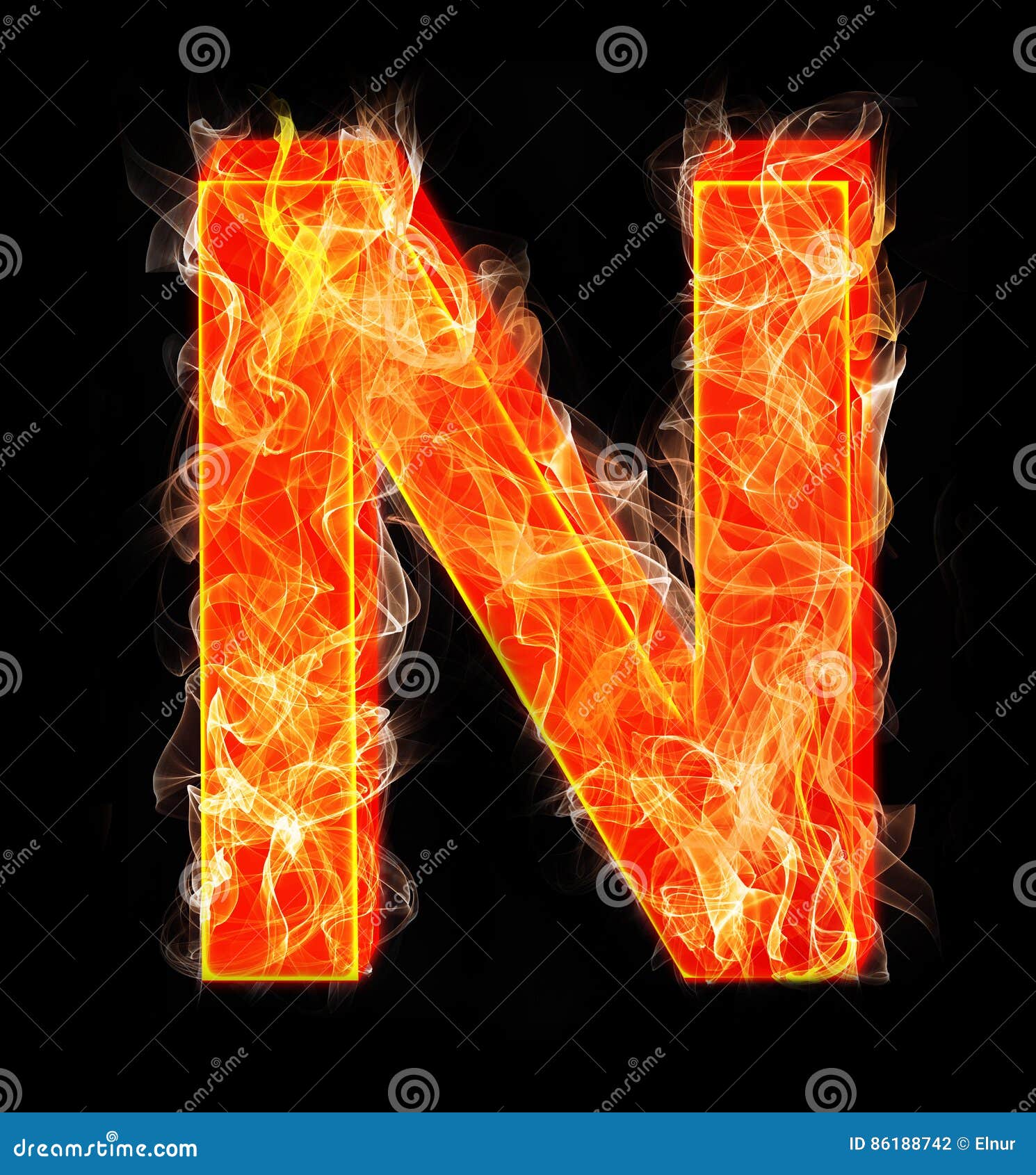 Burning Letters As Alphabet Type N Stock Illustration - Illustration of ...