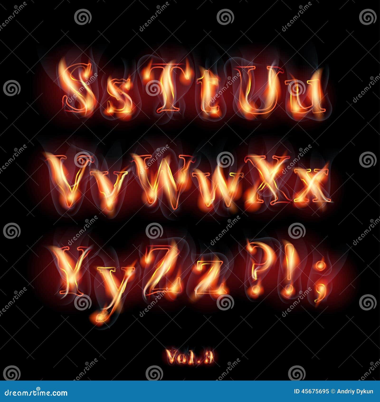 Burning Letters stock vector. Illustration of black, decoration - 45675695