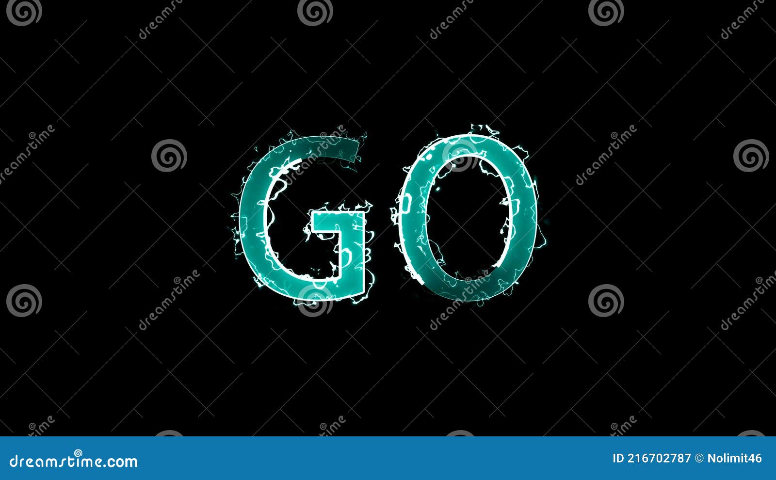 Burning Letters of Go Text, 3d Render Background, Computer Generating ...