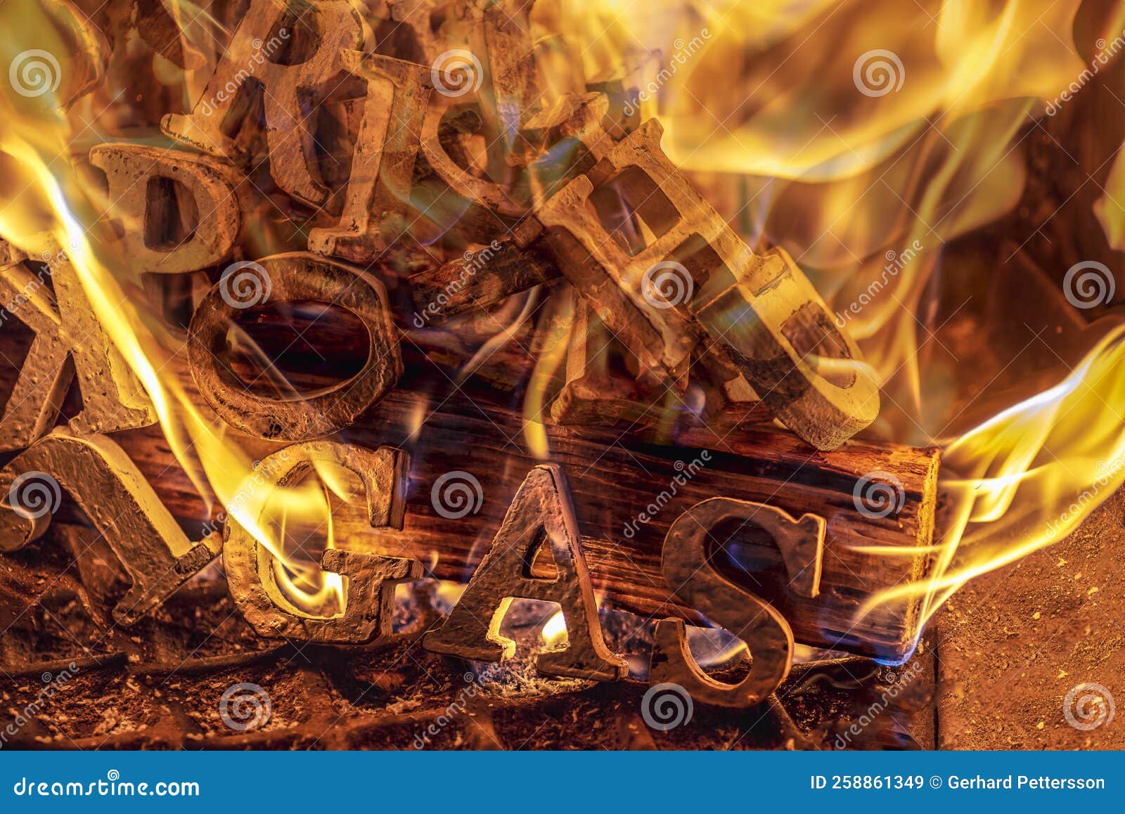 Burning Letters Illustrating Gas and Energy Problems in the World in ...