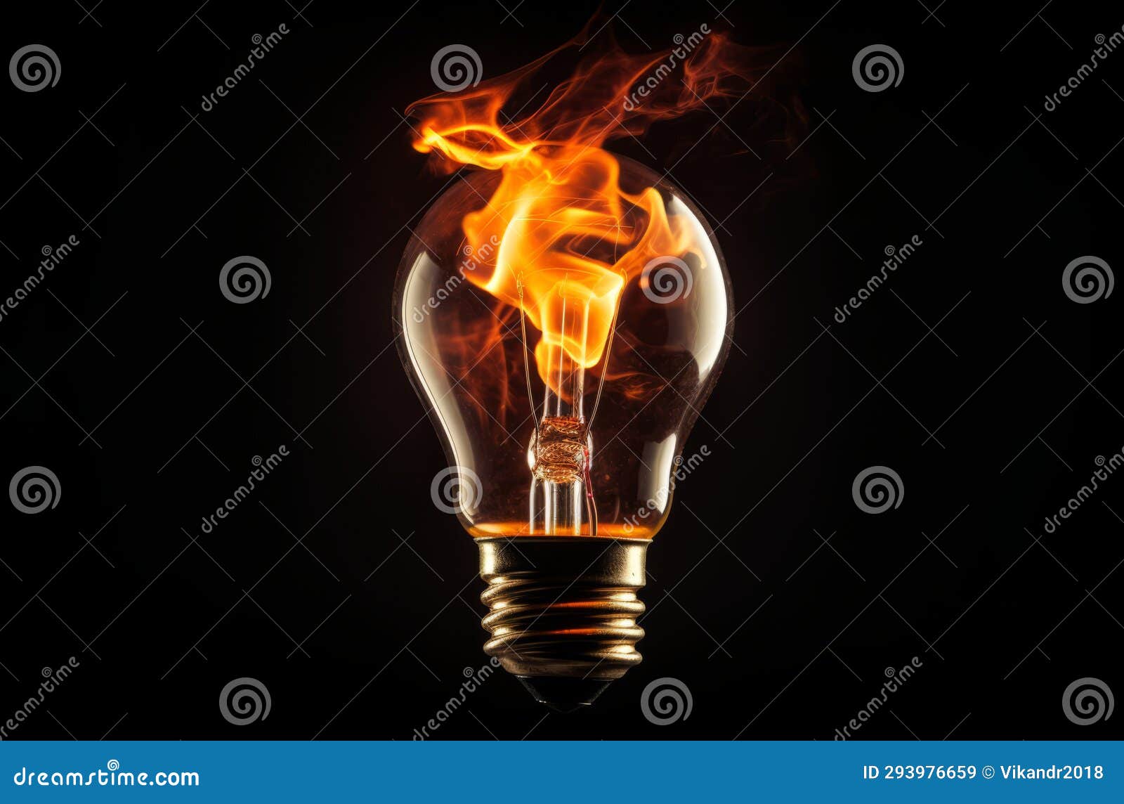 Burning Light Bulb in Darkness Stock Image - Image of invention, tags ...