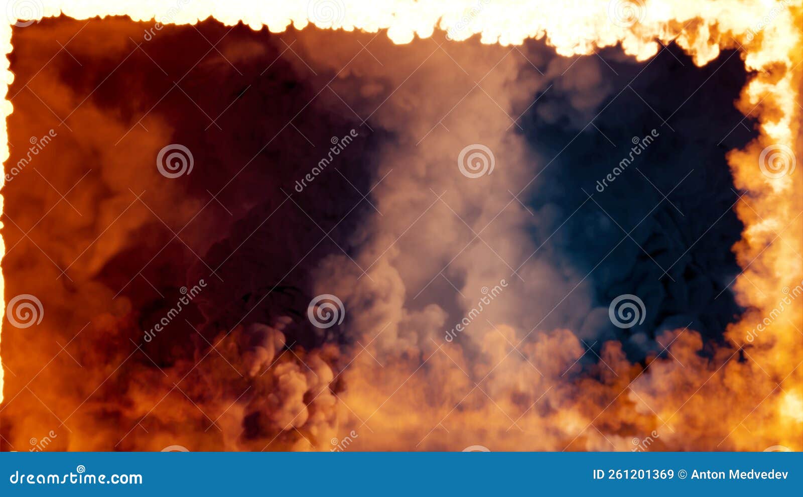 Burning Lines of Fire Frame for Content on Smoke Background - Abstract ...