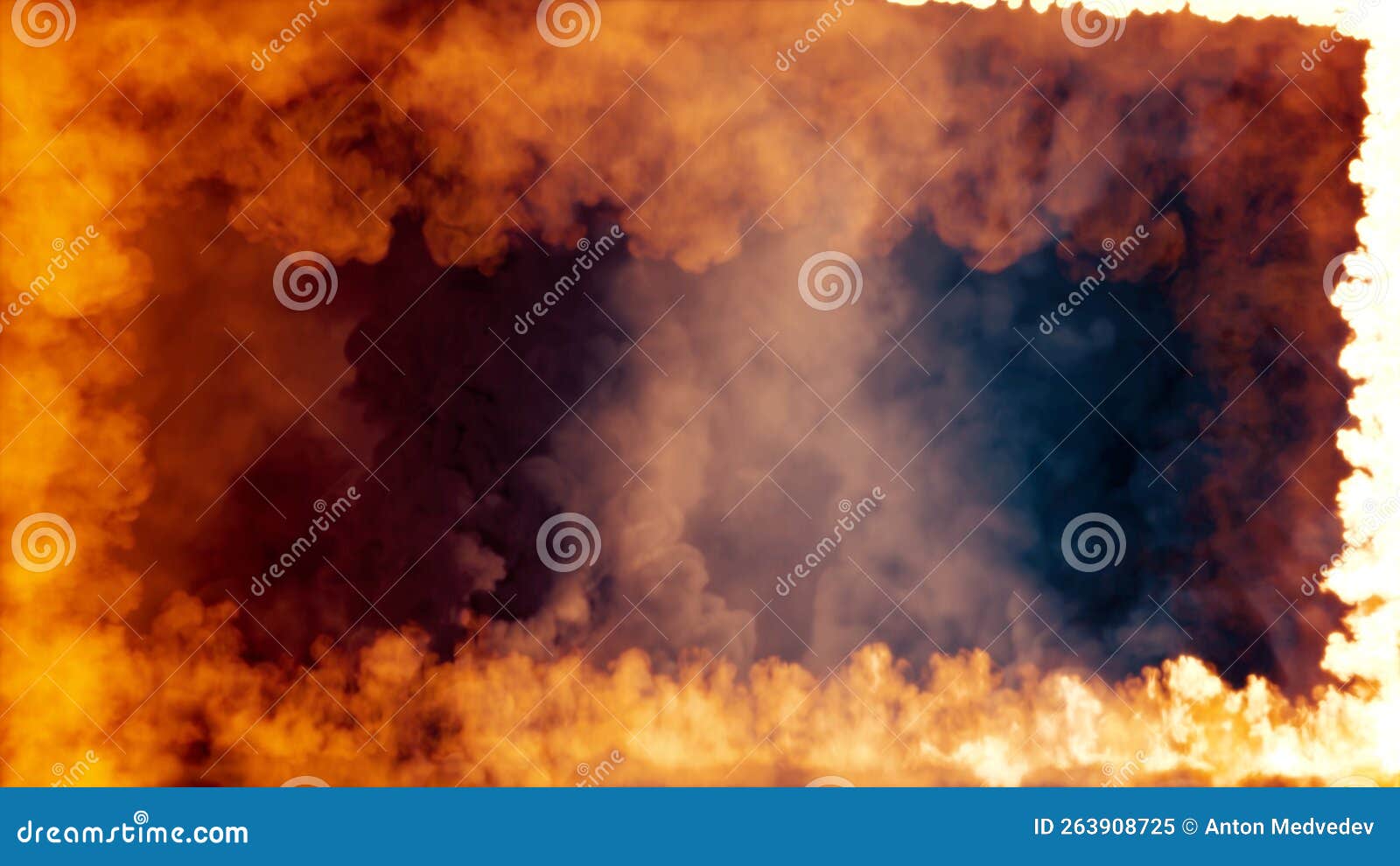 Burning Lines of Fire Frame for Content on Smoke Bg - Abstract 3D ...