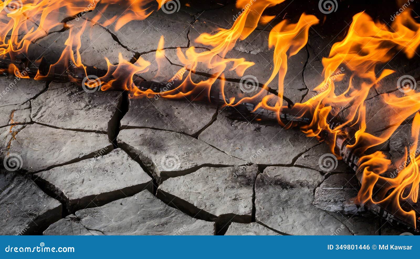 Burning Log on Cracked Earth, Drought, Fire, High Quality Image Stock Illustration ...