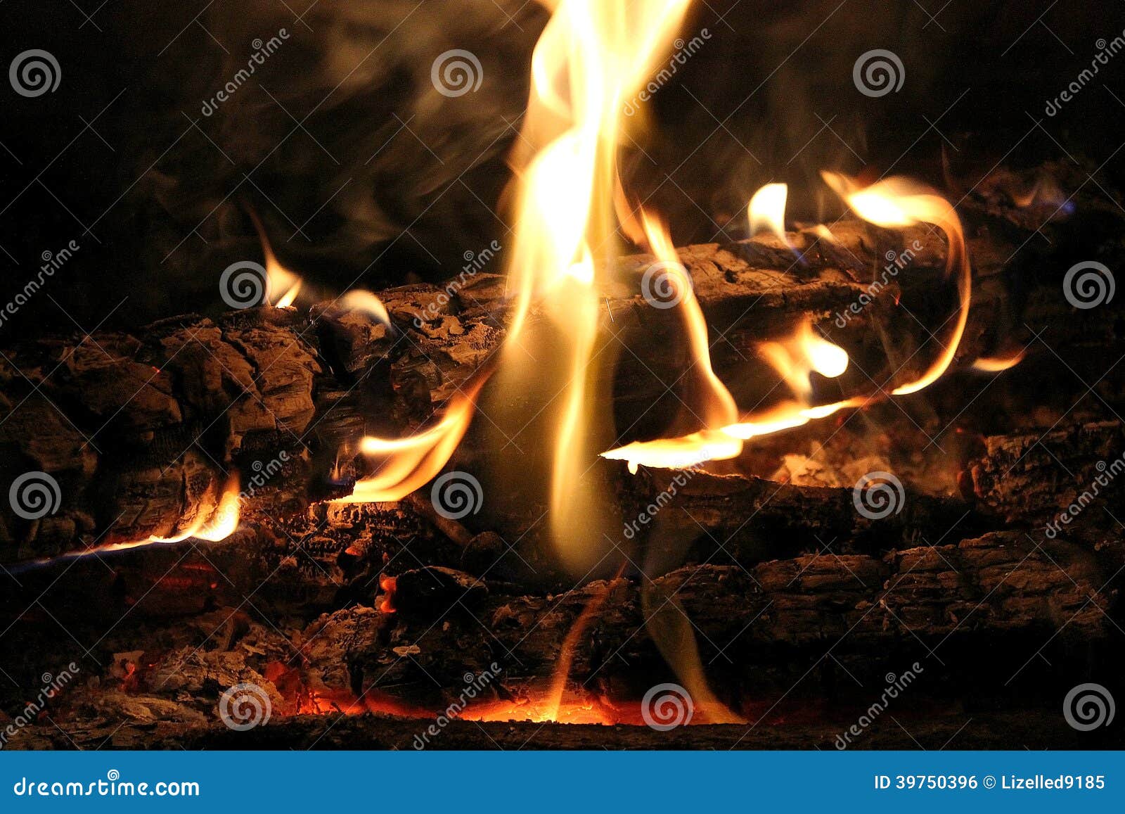Burning Log in Hot Fire and Flames Stock Photo - Image of grill ...