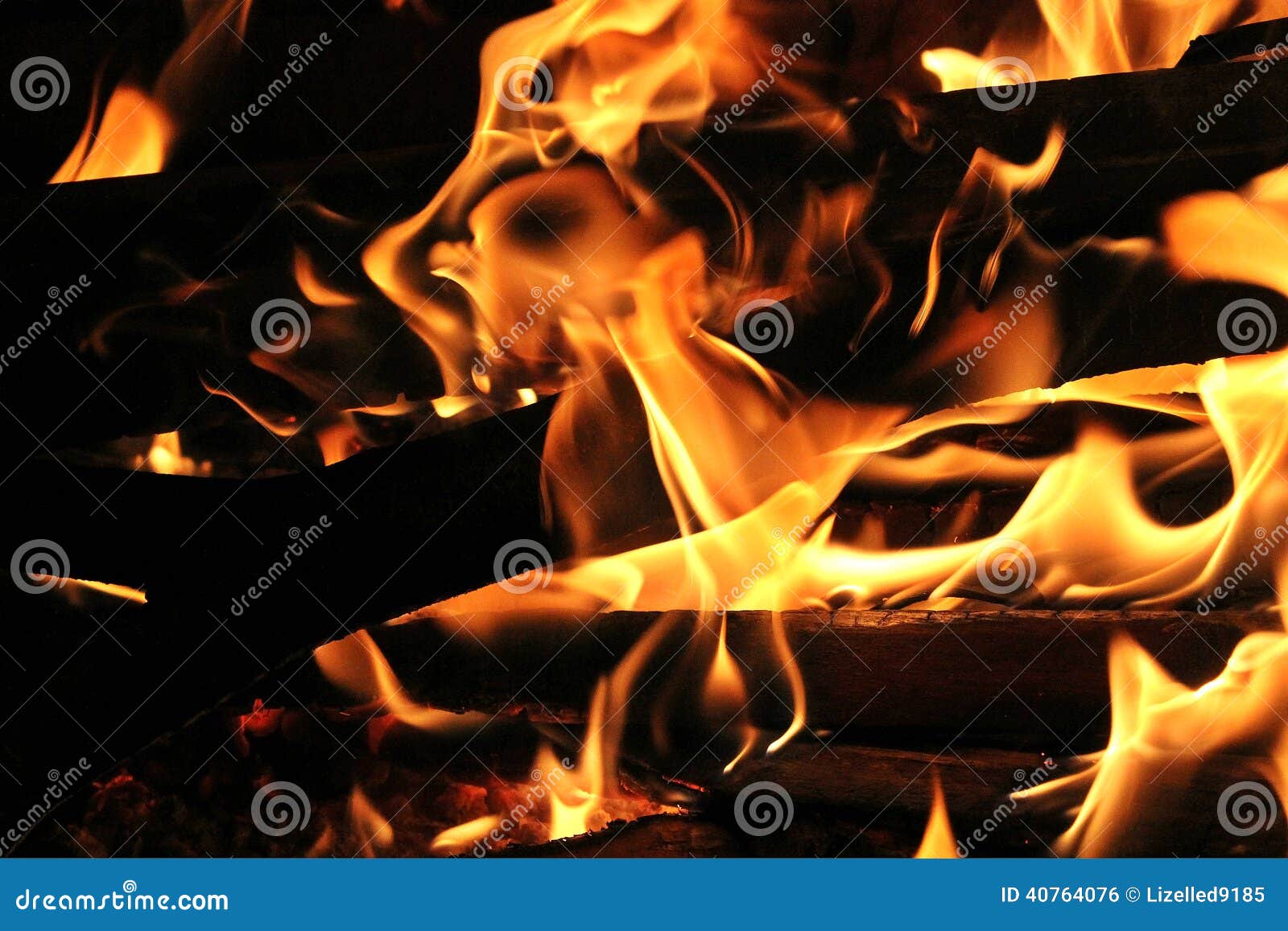 Burning Log in Hot Fire and Flames Stock Photo - Image of barbecue ...