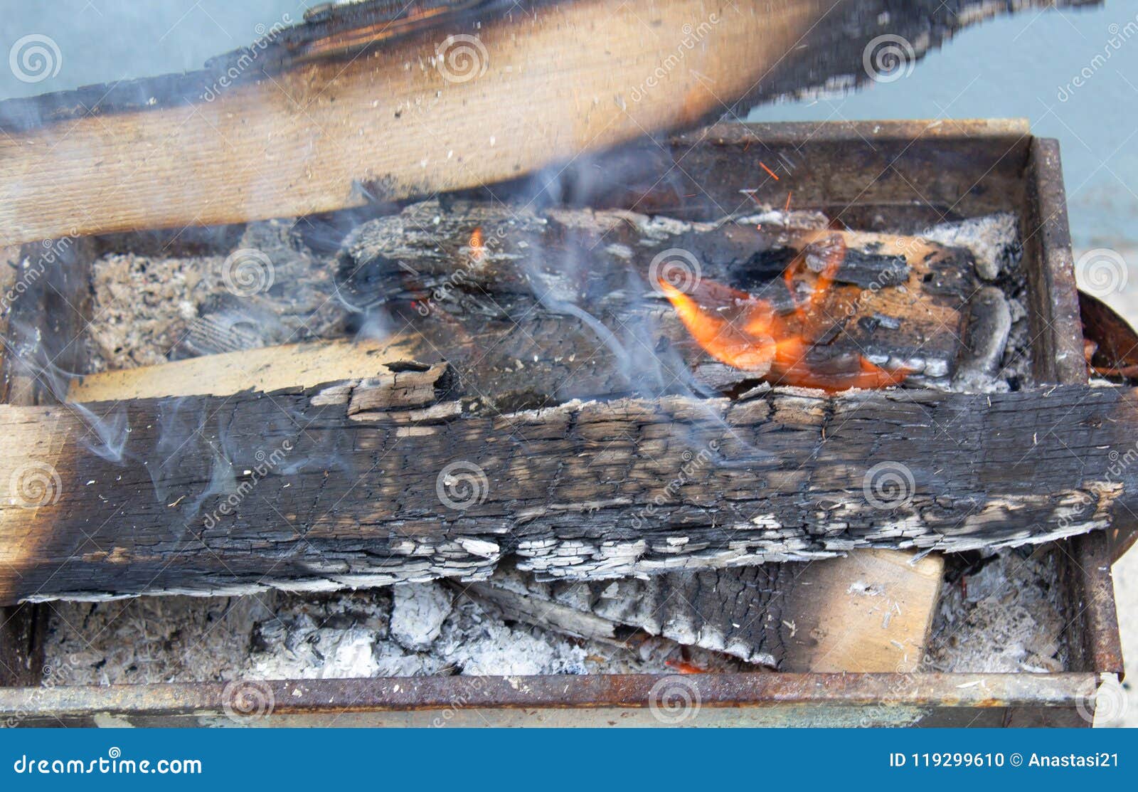 Burning Logs, Coals with Fire. Stock Photo - Image of abstract ...