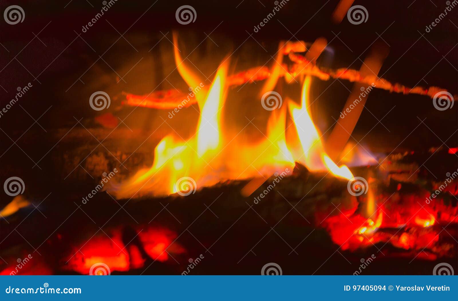 Burning logs at fire place stock photo. Image of dark - 97405094