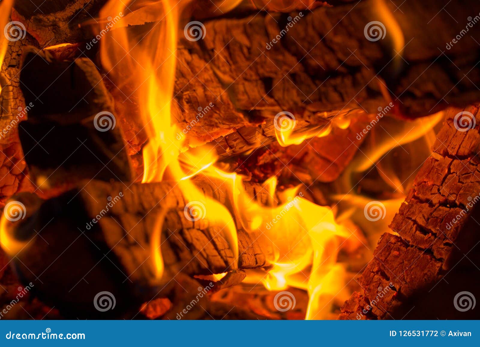 Burning Logs in Flames of the Fireplace Stock Photo - Image of blazing ...