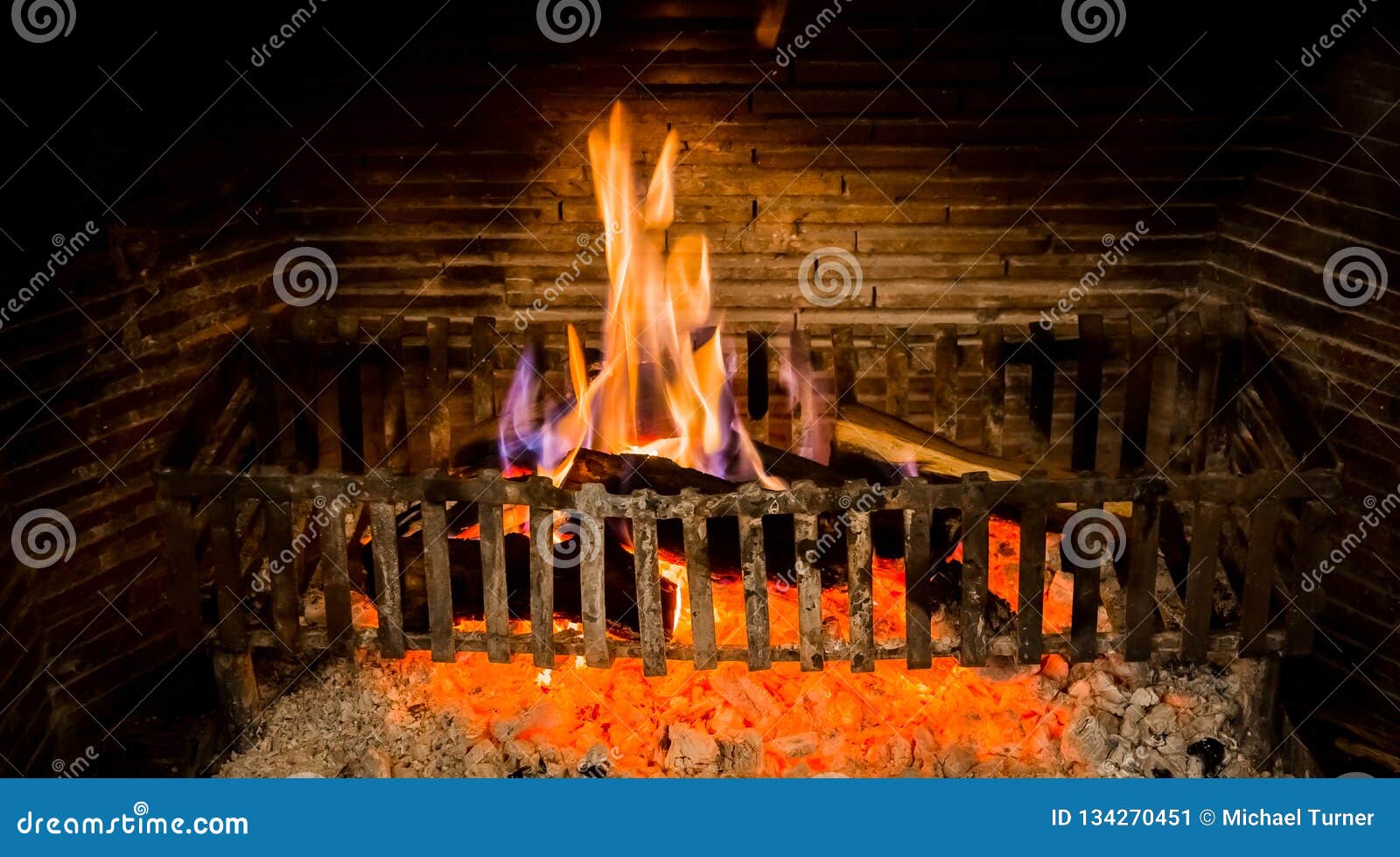 Burning Logs in a Winter Fireplace Stock Image - Image of burning, heat ...