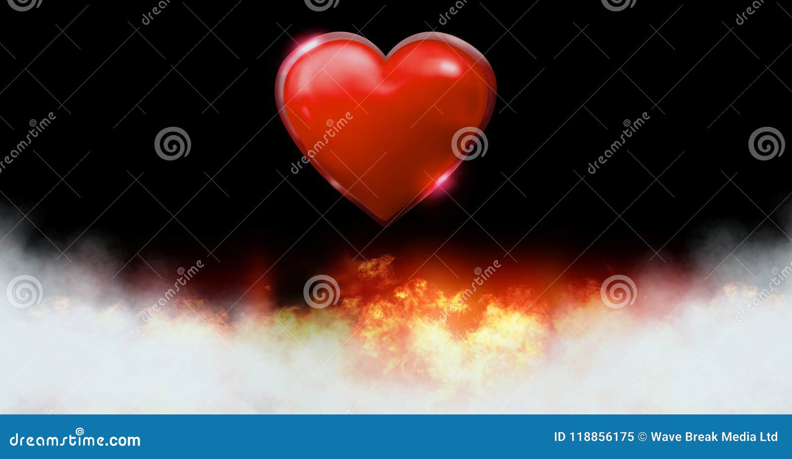 Burning love heart fire stock illustration. Illustration of household ...
