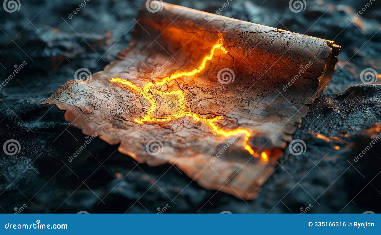 Burning Map stock illustration. Illustration of fire - 335166316