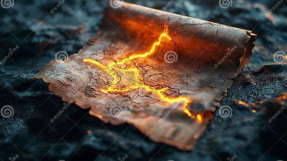 Burning Map stock illustration. Illustration of fire - 335166316