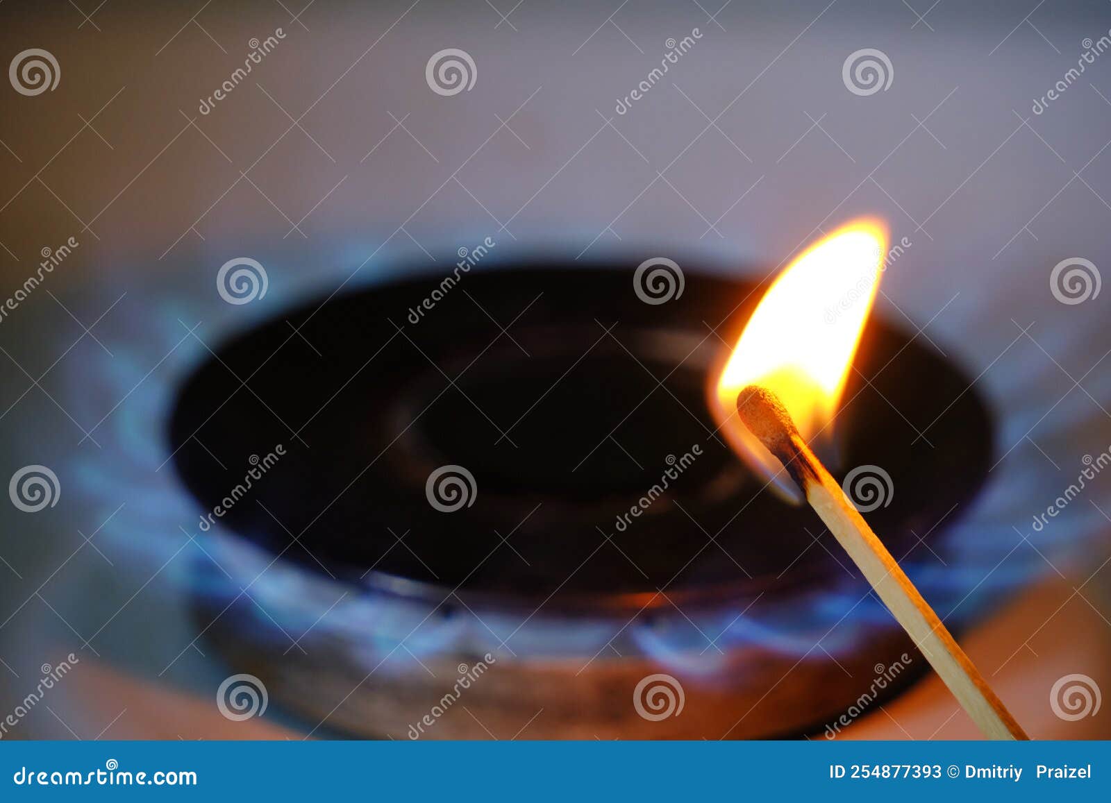 Flame Of A Gas Burner On A Black Background. Combustion Of Natural Gas ...
