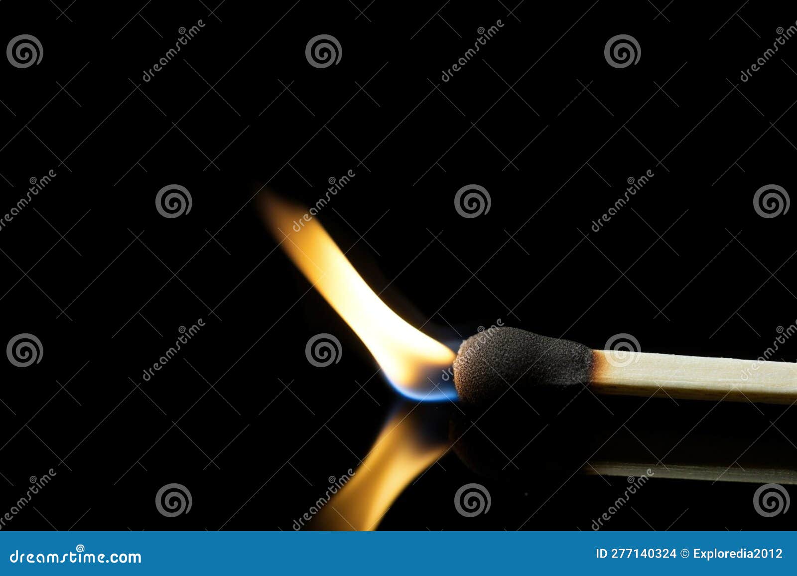 Burning Match Against a Dark Black Background Stock Illustration ...