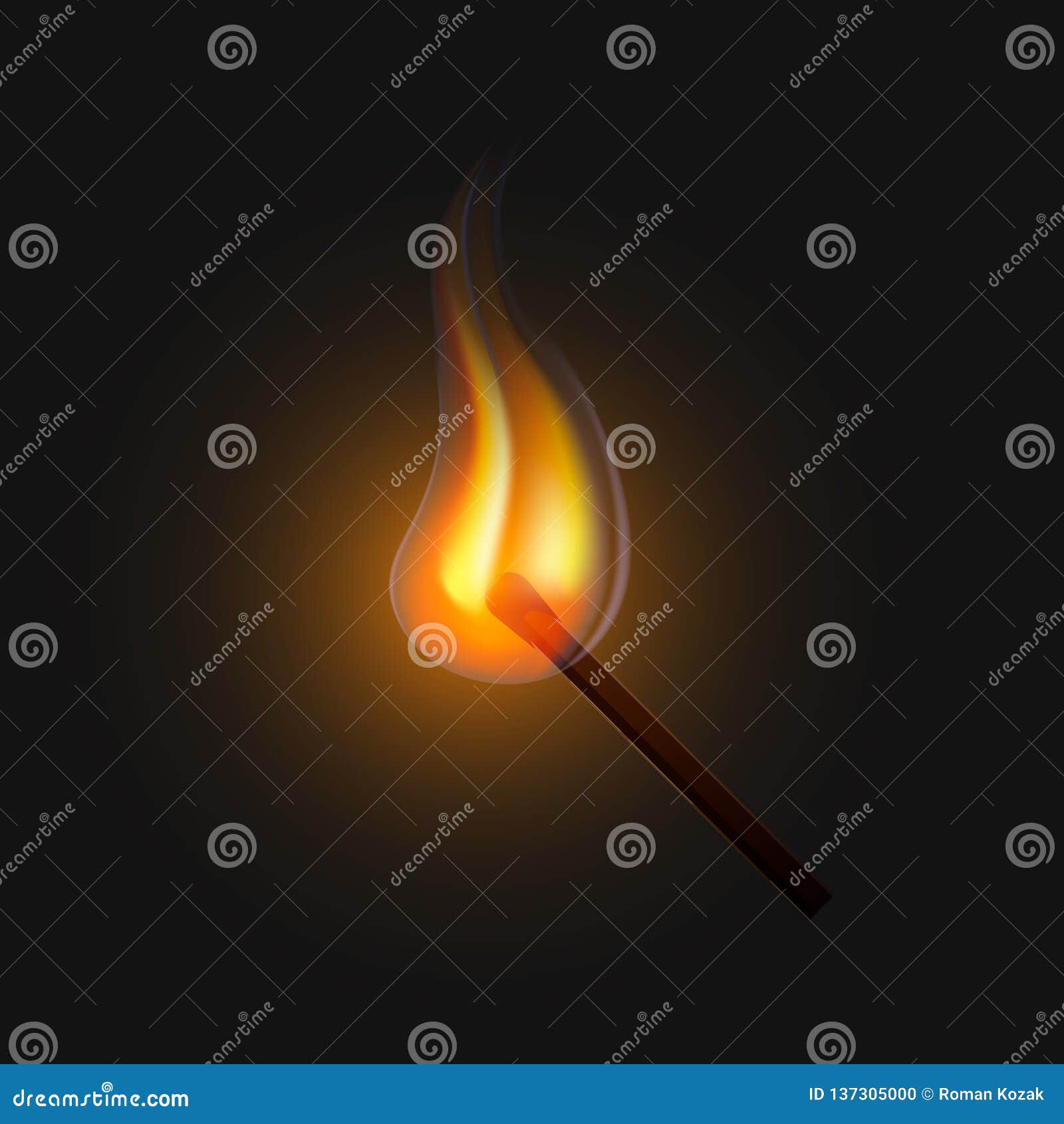 Burning Match on a Black Background Stock Vector - Illustration of ...