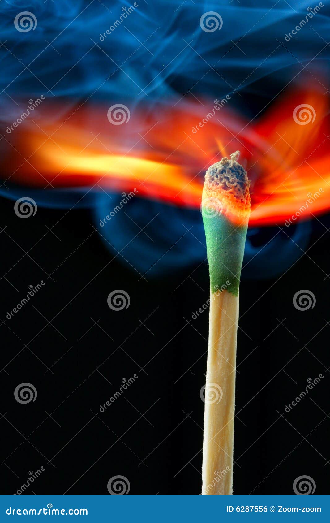 Burning Match with Blue Smoke Stock Photo - Image of burning, copy: 6287556
